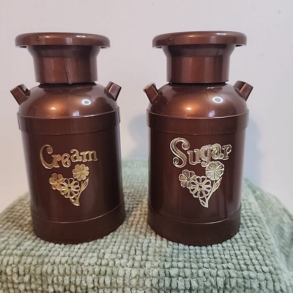 Plastics Research | Dining | Brown Retro Milk Can Cream And Sugar ...